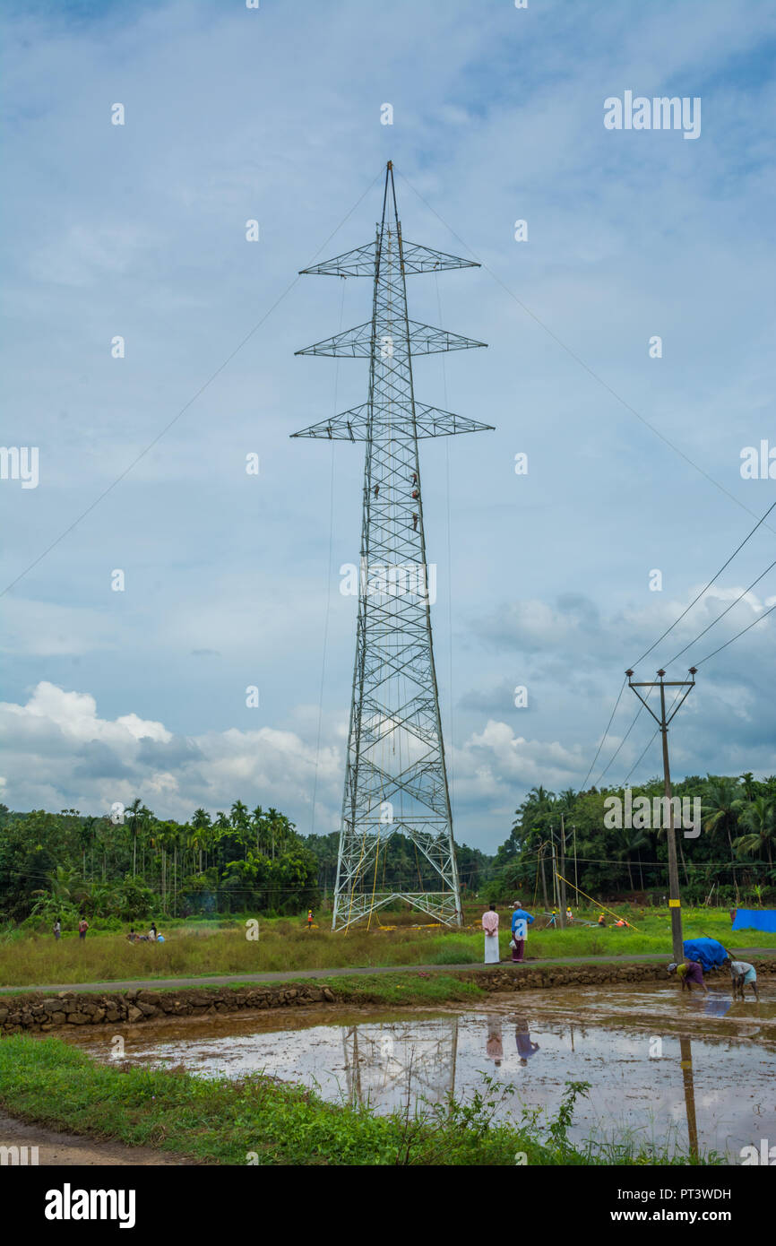 Electric tower work Stock Photo - Alamy
