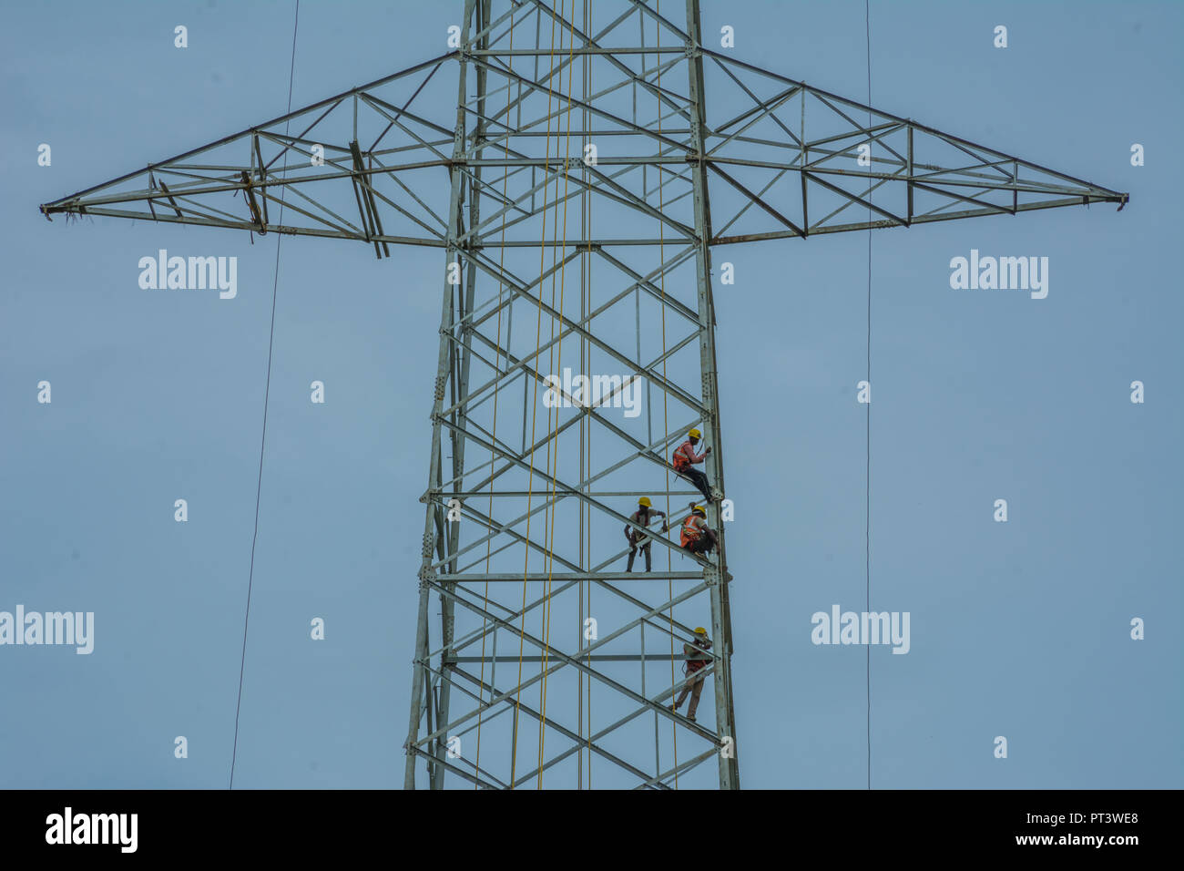 Electric tower work Stock Photo - Alamy