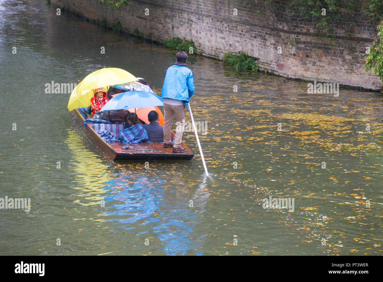Punting in the rain on the River Cam in Cambridge Stock Photo - Alamy