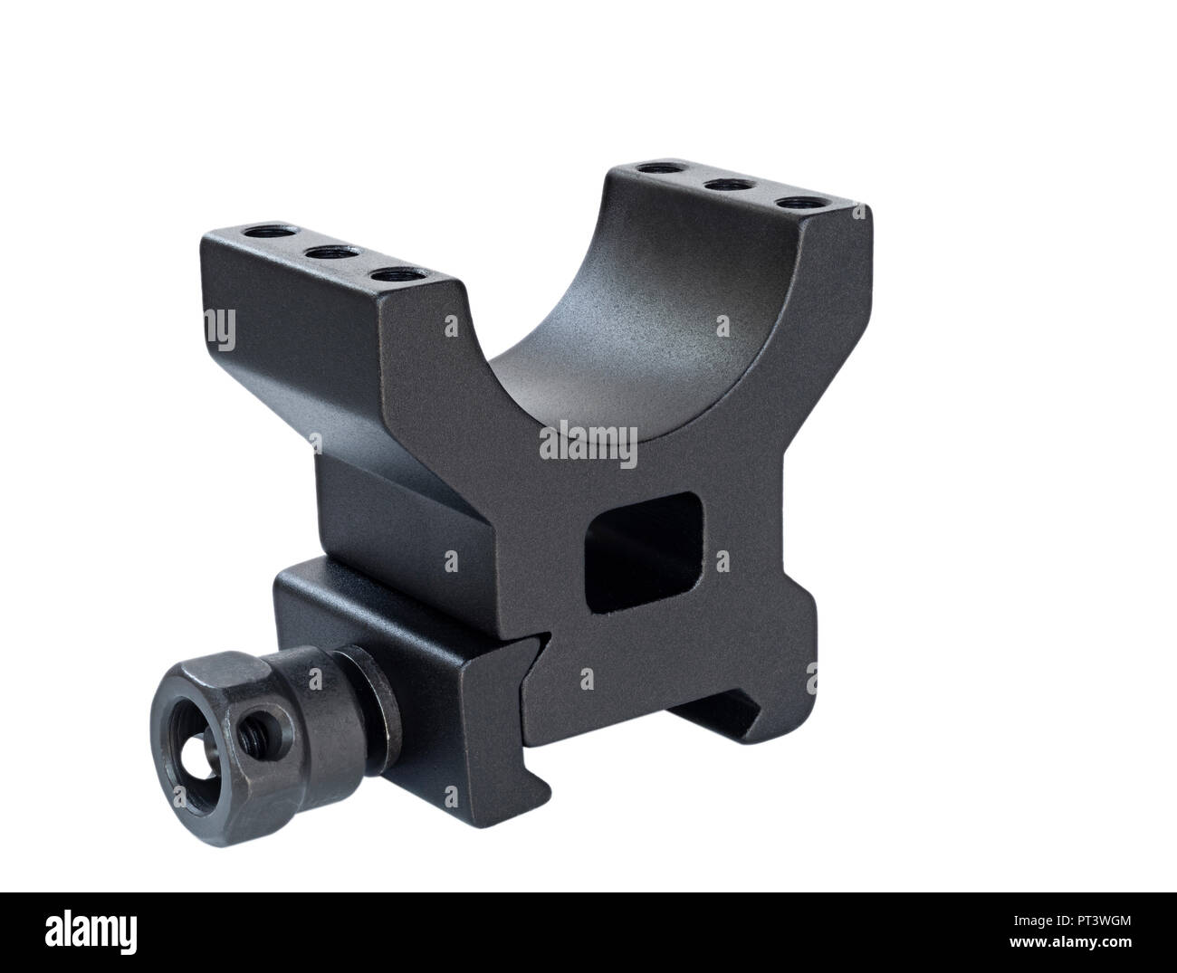 Bottom of the rifle scope base and rings isolated on white Stock Photo ...