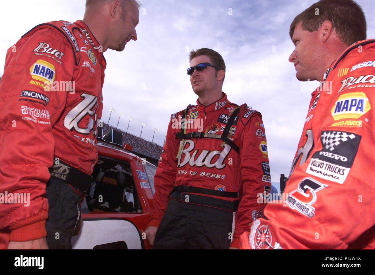 Dale Earnhardt Jr in the pits just prior to the start of the NASCAR ...