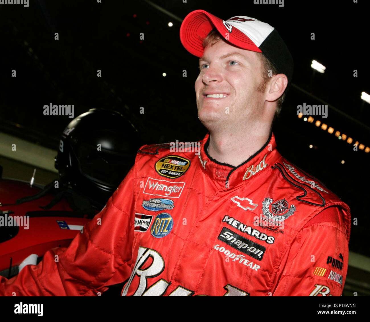 Dale Earnhardt Jr waits on pit road as the Nascar Busch Ford 300 is set ...