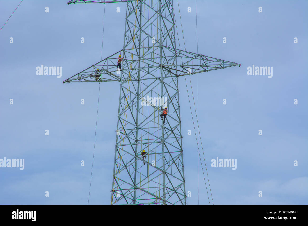 Electric tower work Stock Photo - Alamy