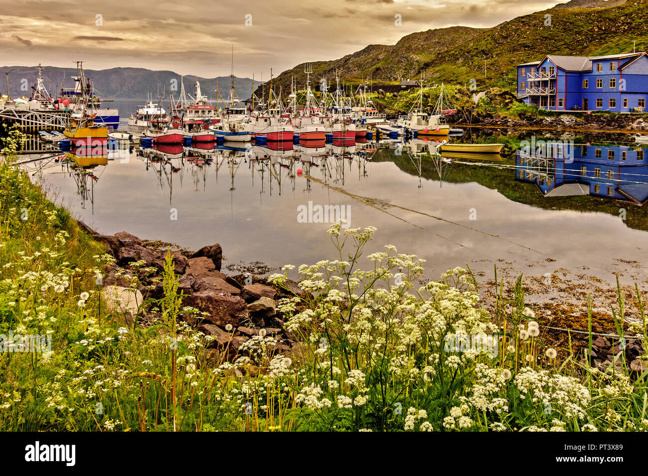 Fishing Boats Skarsvag Village Mageroya Island Norway Stock Photo - Alamy