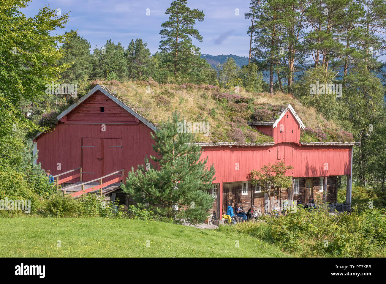 Wooden Building with Turf Roof, Sunnmore Museum, Alesund, Norway Stock ...