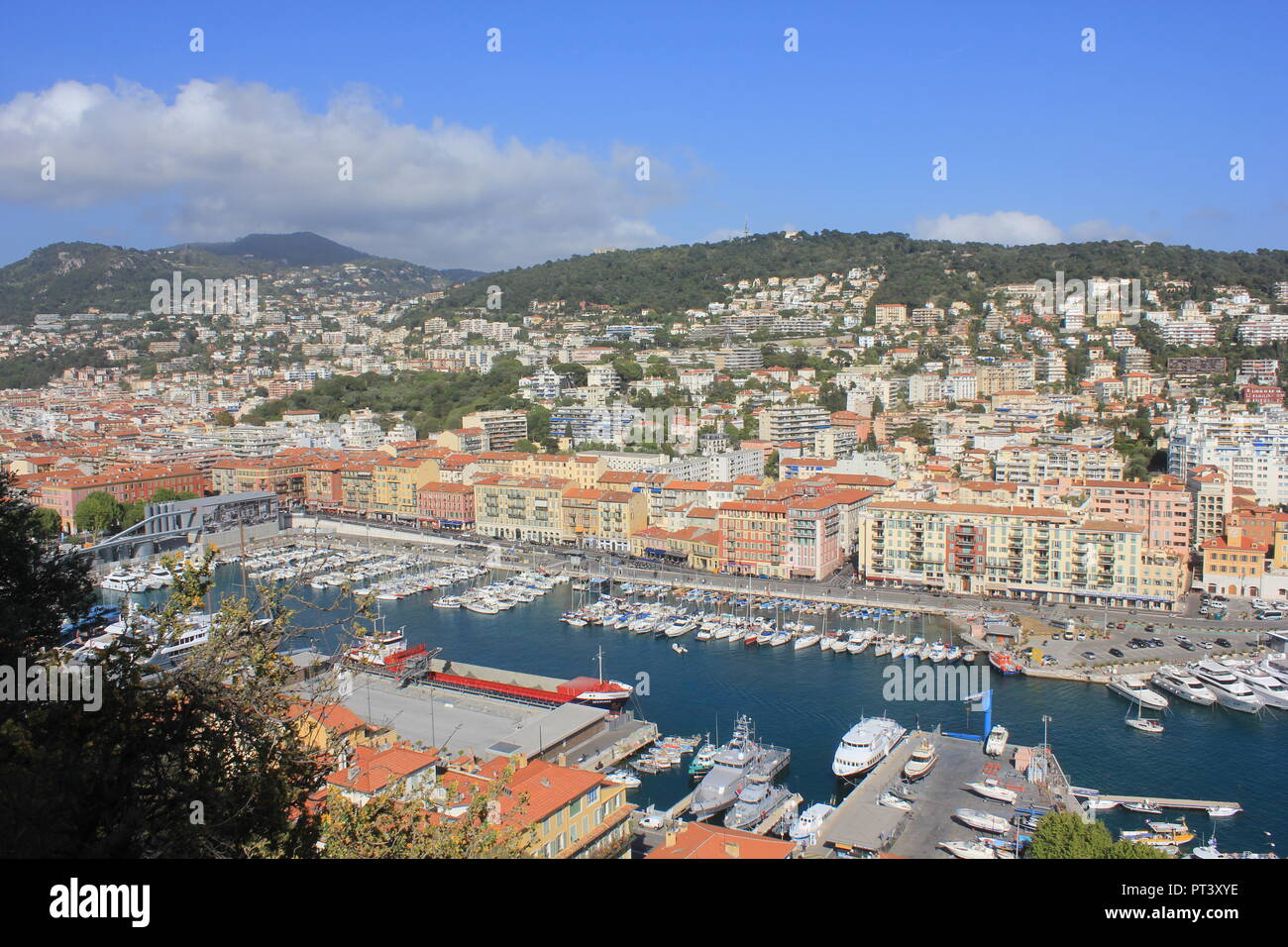 NICE, FRANCE - APRIL 22 2017: View from the top of the port of Nice and ...
