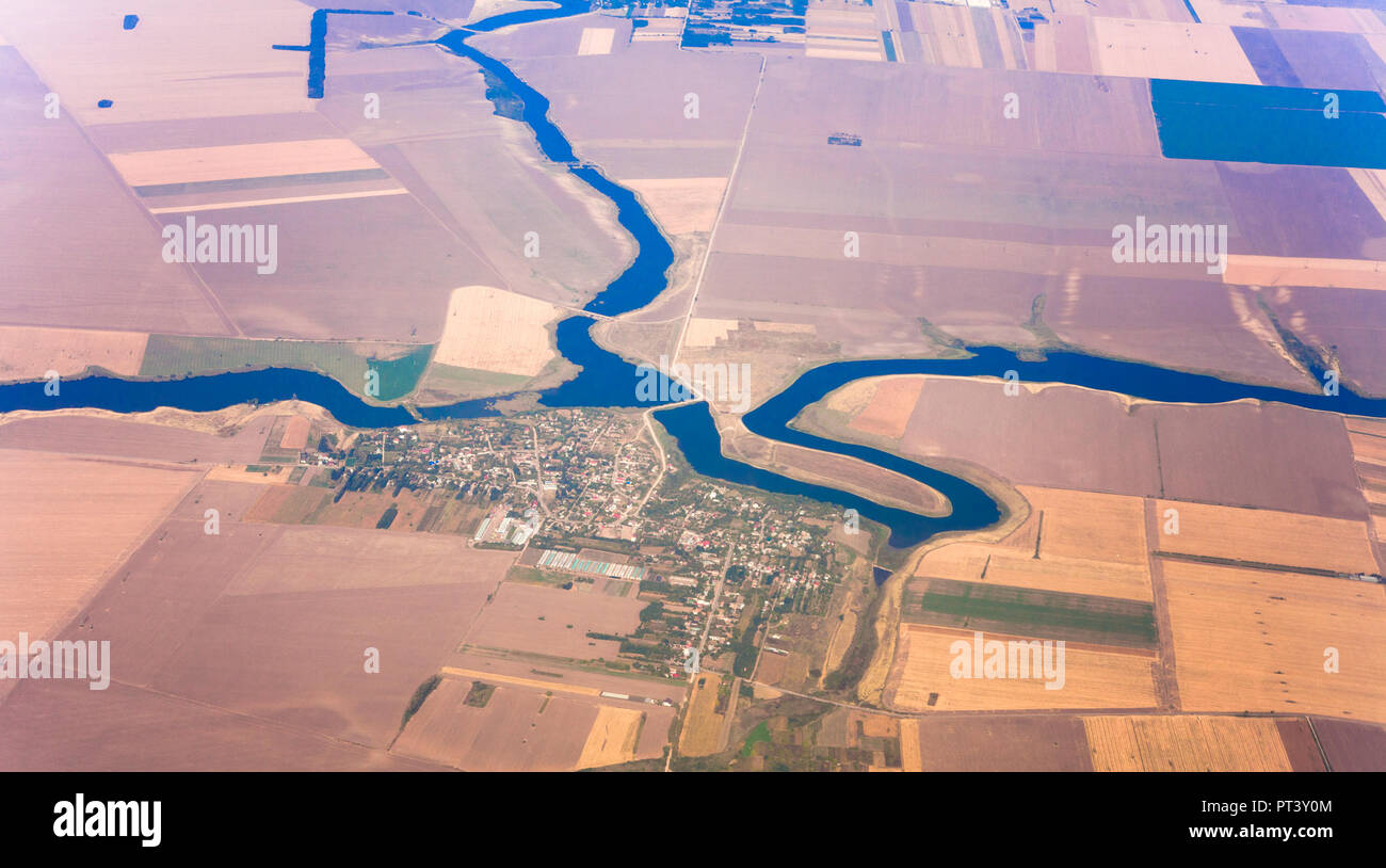 aerial view of river from the airplane Stock Photo - Alamy