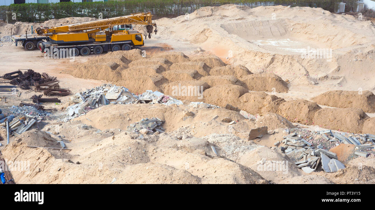 sand or dirt for foundation on construction site Stock Photo - Alamy