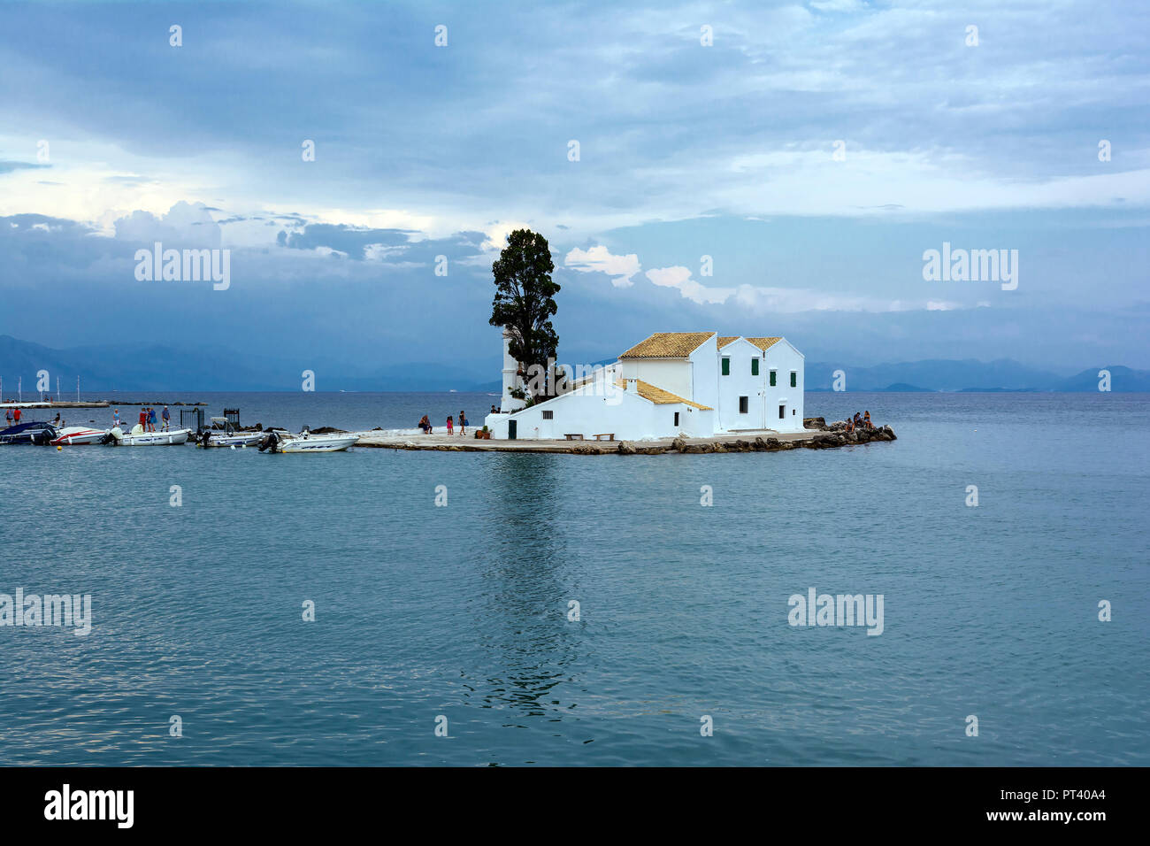 Vlacherna Monastery Corfu, Greece. Tiny monastery in the middle of a ...