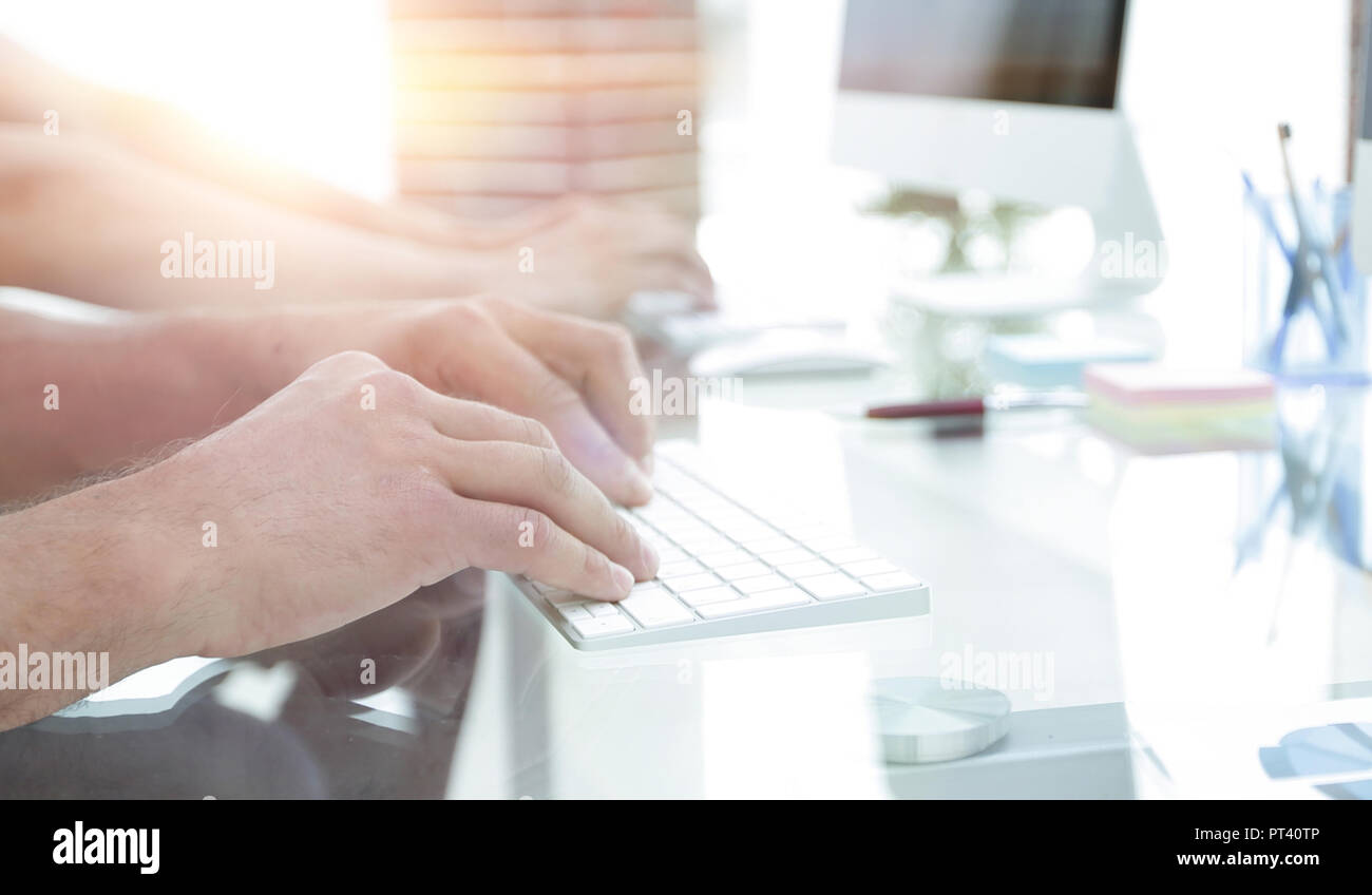 workplace with a computer in a modern office. photo with copy space ...