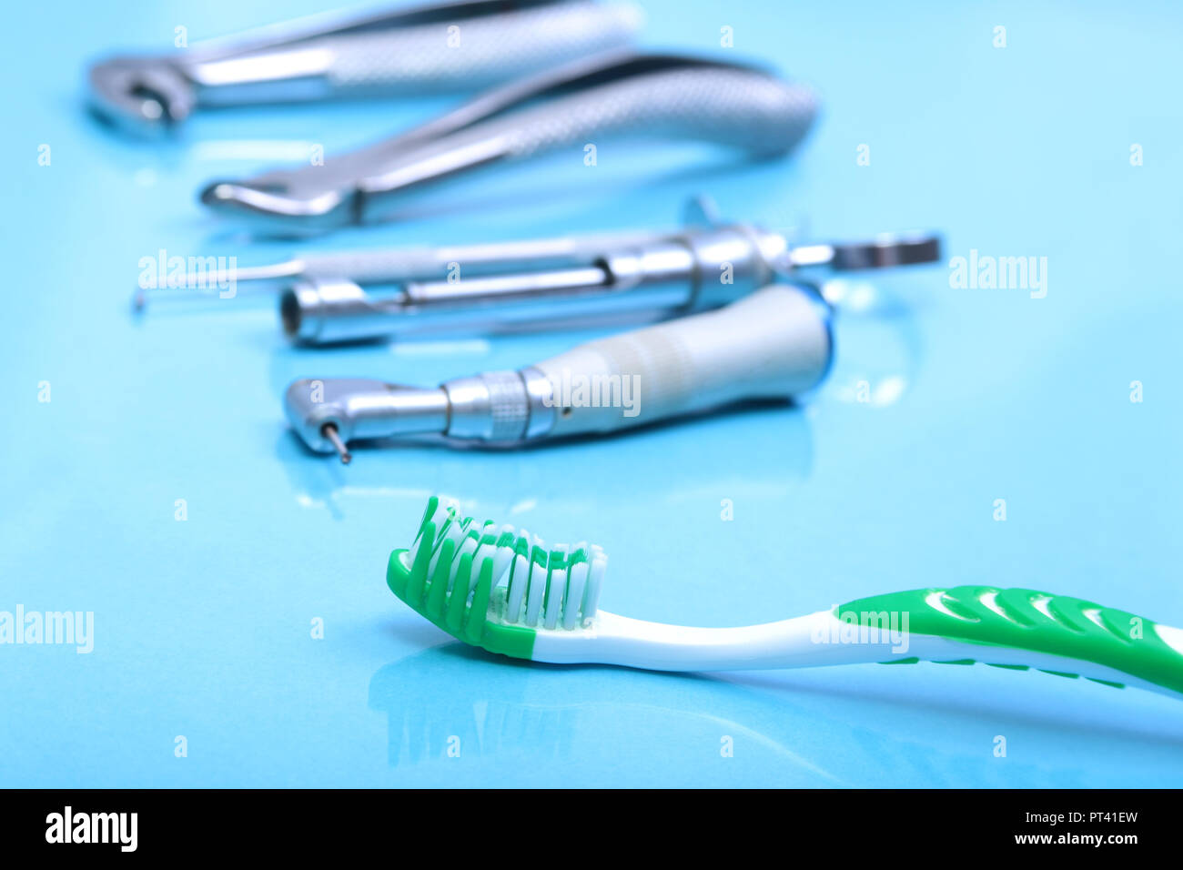 Set of metal medical equipment tools for teeth dental care Stock Photo ...