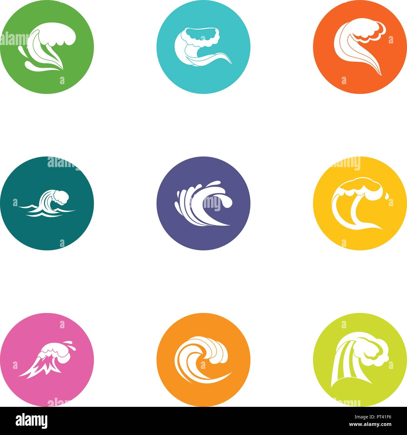 Rolling wave icons set, flat style Stock Vector Image & Art - Alamy