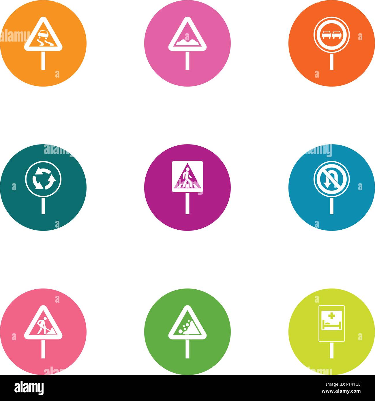 Sign path icons set, flat style Stock Vector Image & Art - Alamy