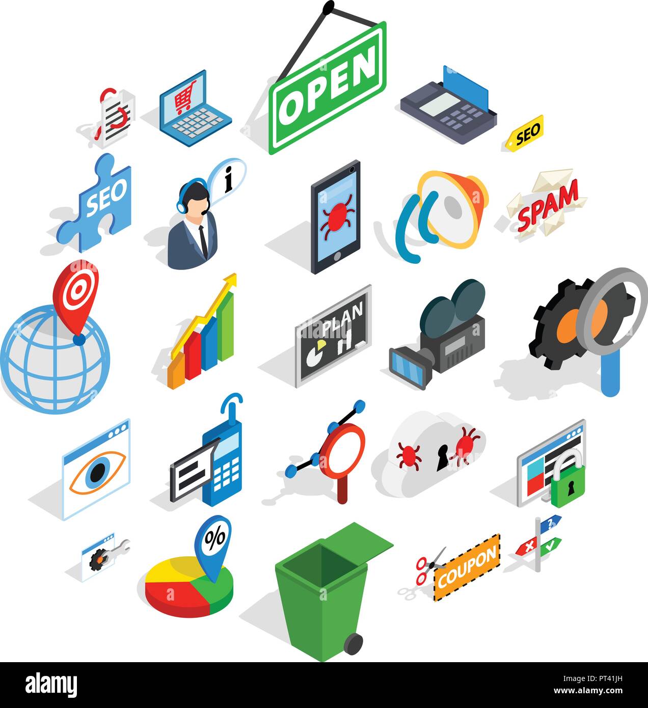 SEO icons set, isometric style Stock Vector Image & Art - Alamy