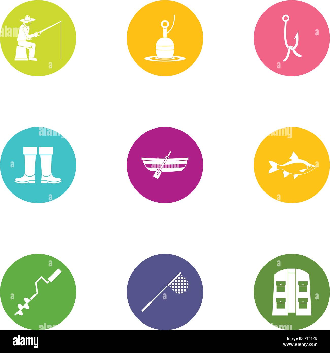 Professional fishing icons set, flat style Stock Vector Image & Art - Alamy