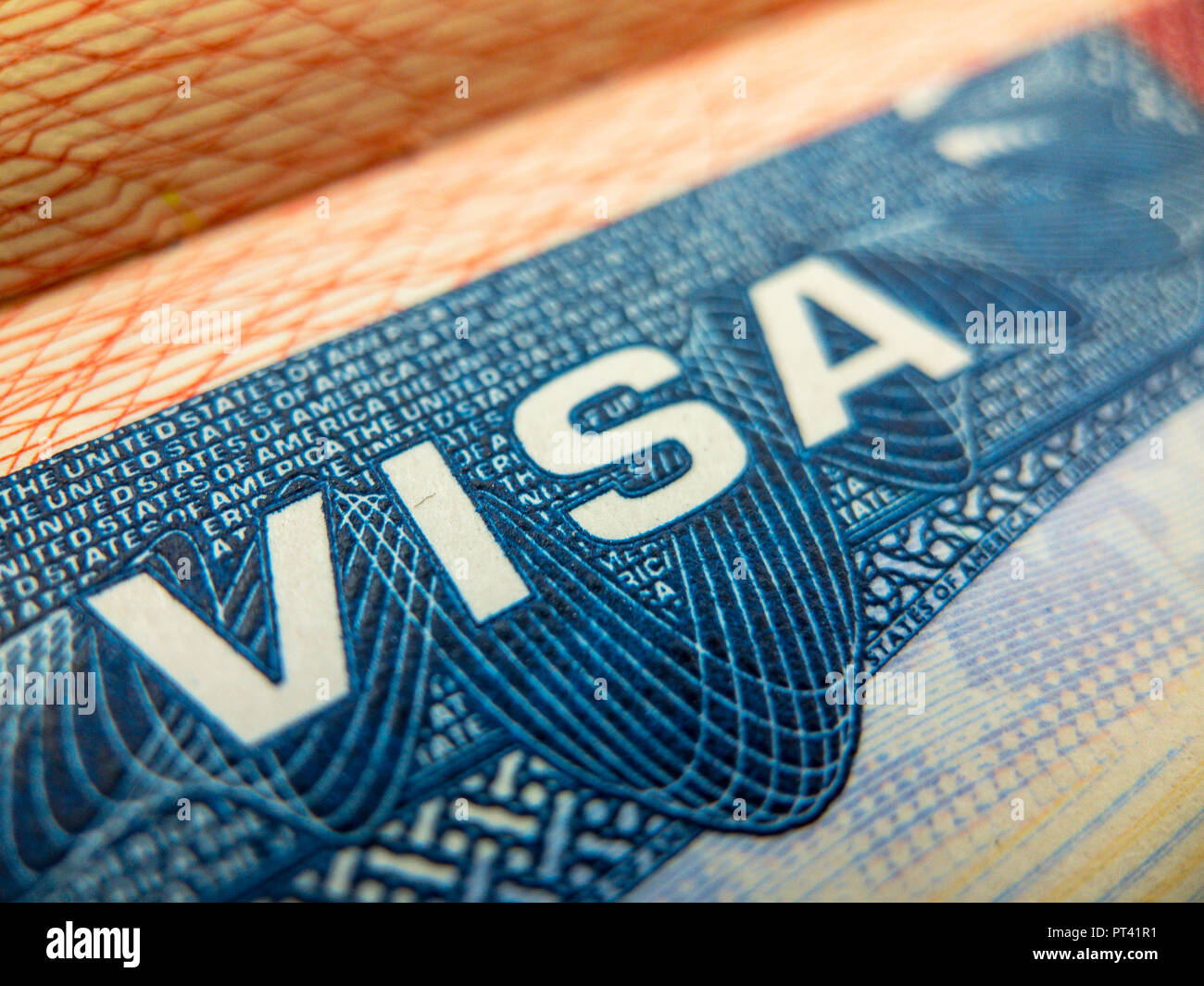 United States of America visa stamp in the passport Stock Photo - Alamy