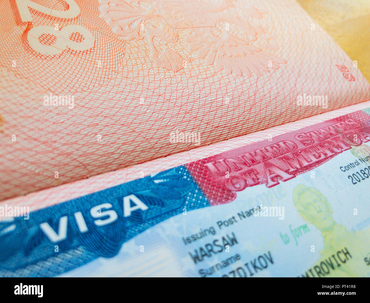 United States of America visa stamp in the passport Stock Photo - Alamy