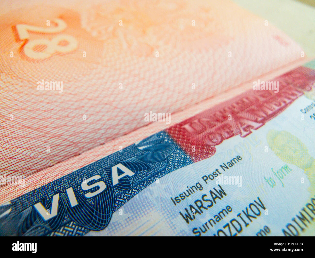 United States of America visa stamp in the passport Stock Photo - Alamy