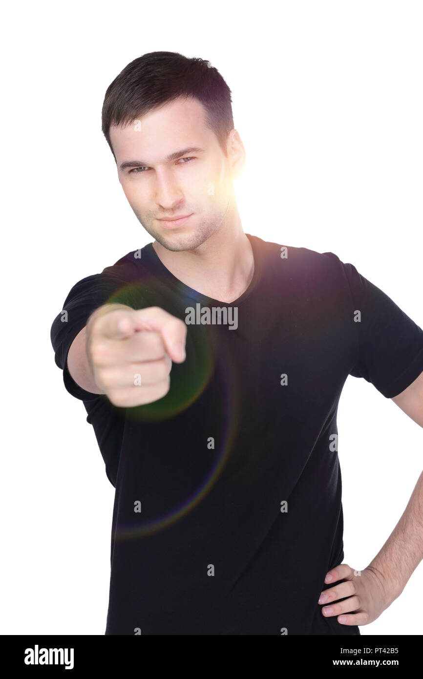 Portrait of a young man pointing his finger at you Stock Photo - Alamy
