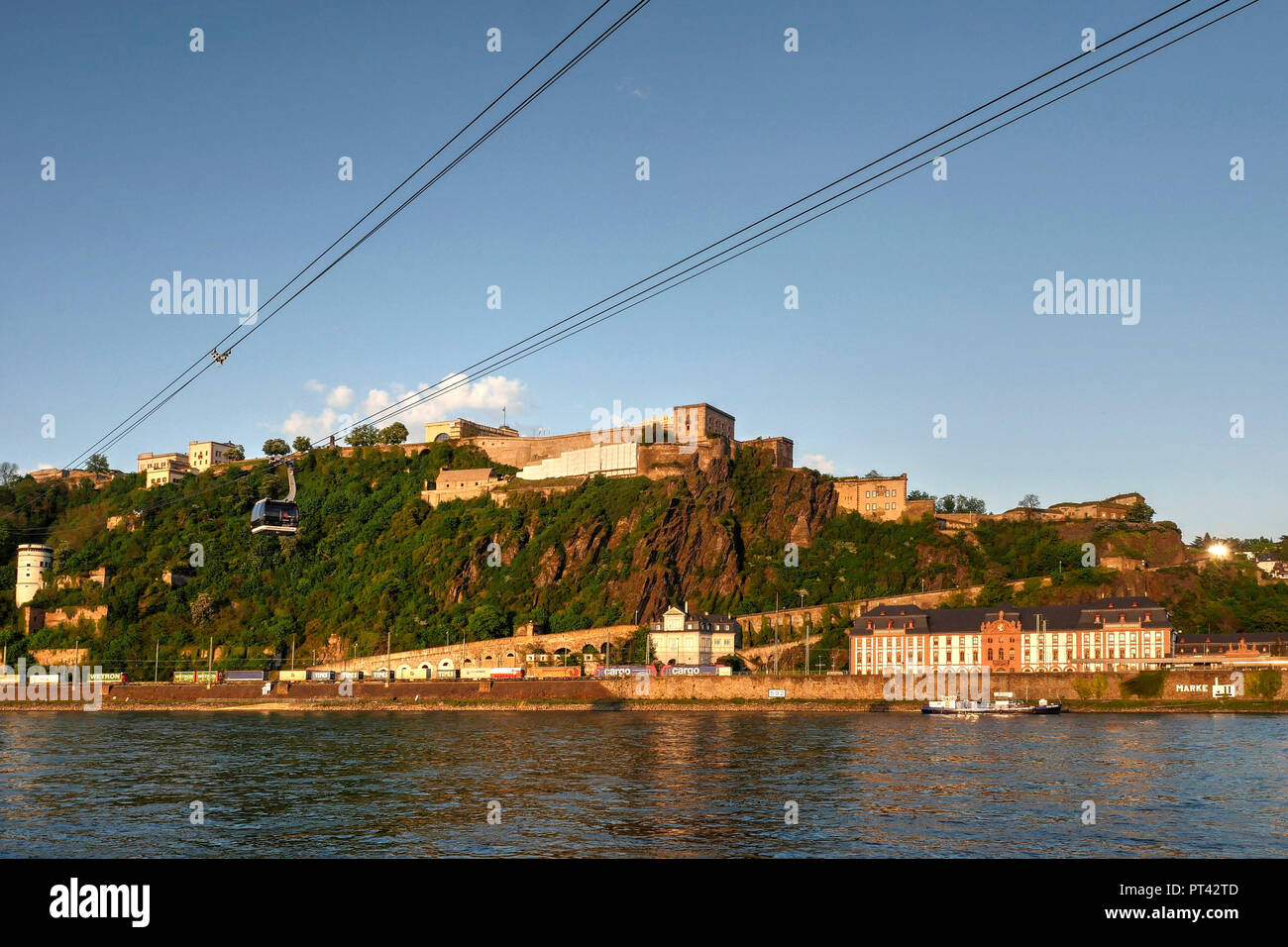 Cable car across the rhine to ehrenbreitstein fortress hi-res stock ...