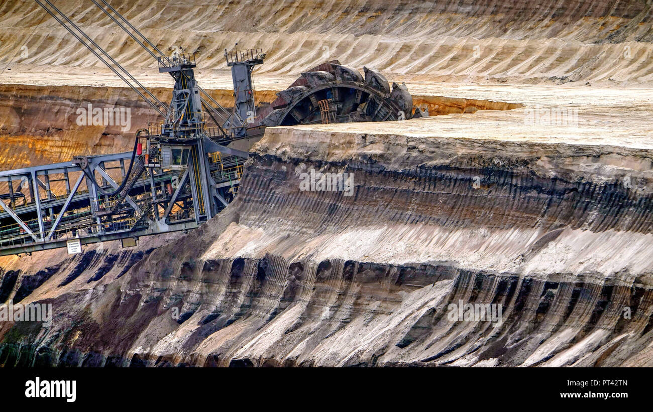 Dredging in the brown coal mine Garzweiler of the RWE near Grevenbroich ...