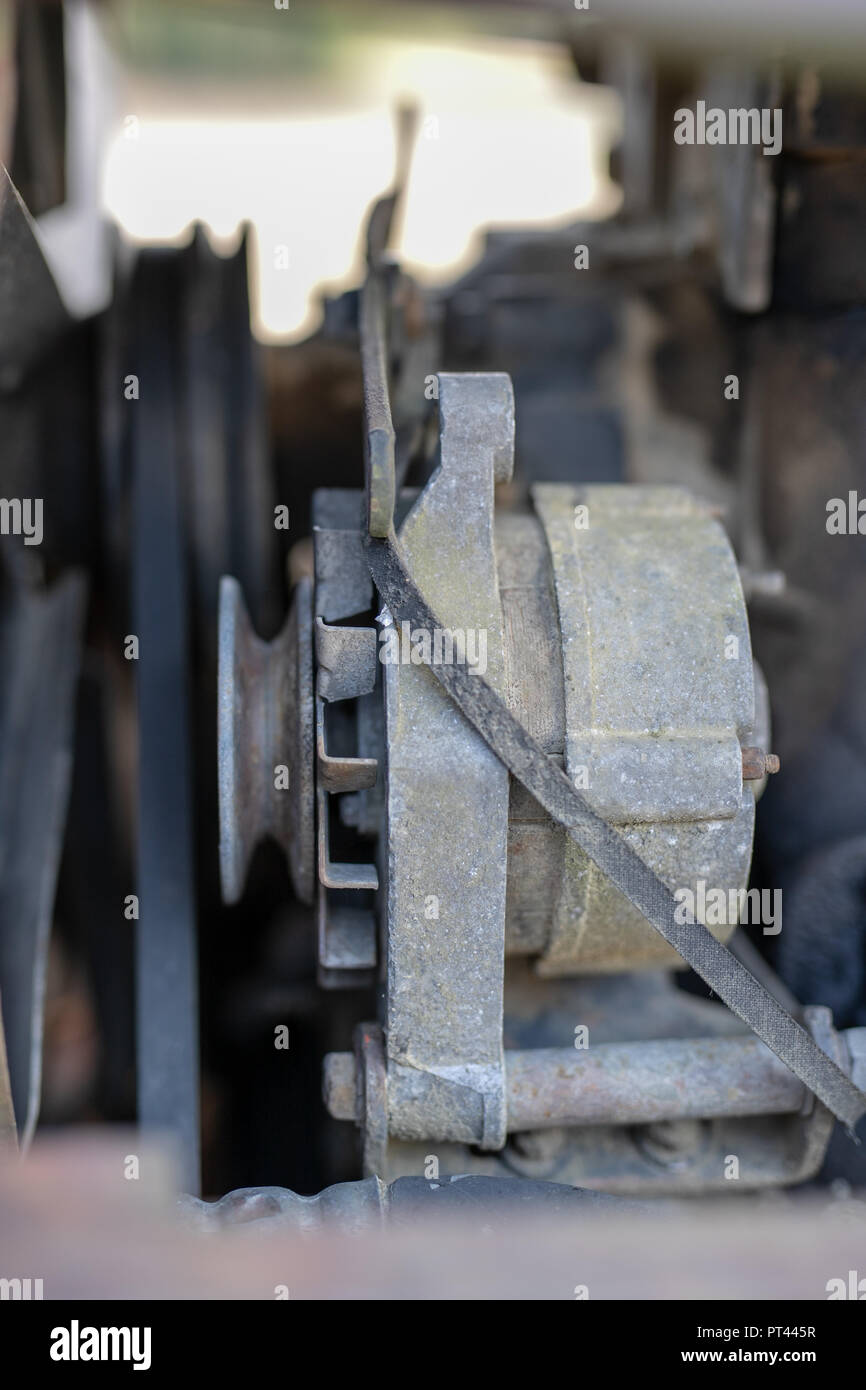Old diesel engine. The interior of an unused engine. Place - a ...