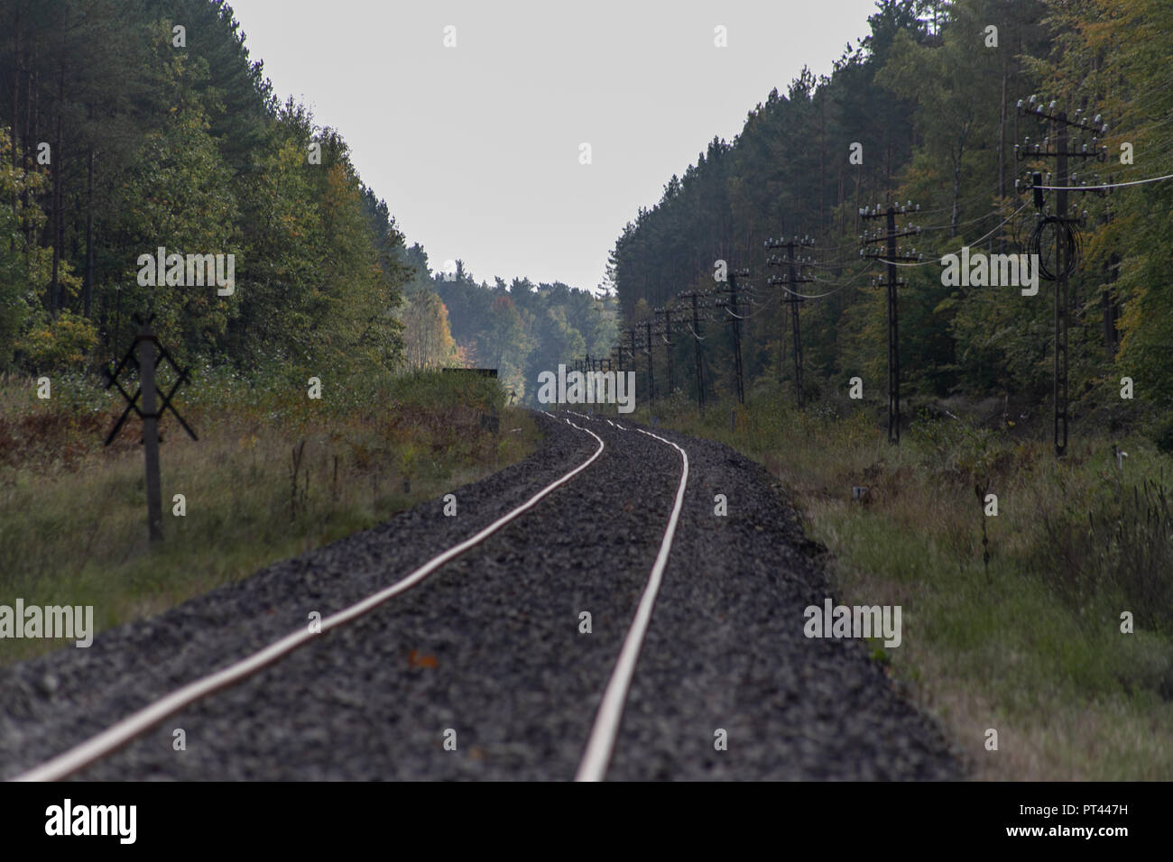Old railway traction in central europe. The railway line is under ...