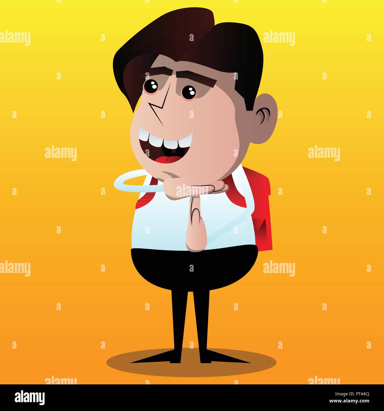 Schoolboy with time out hand gesture. Vector cartoon character ...