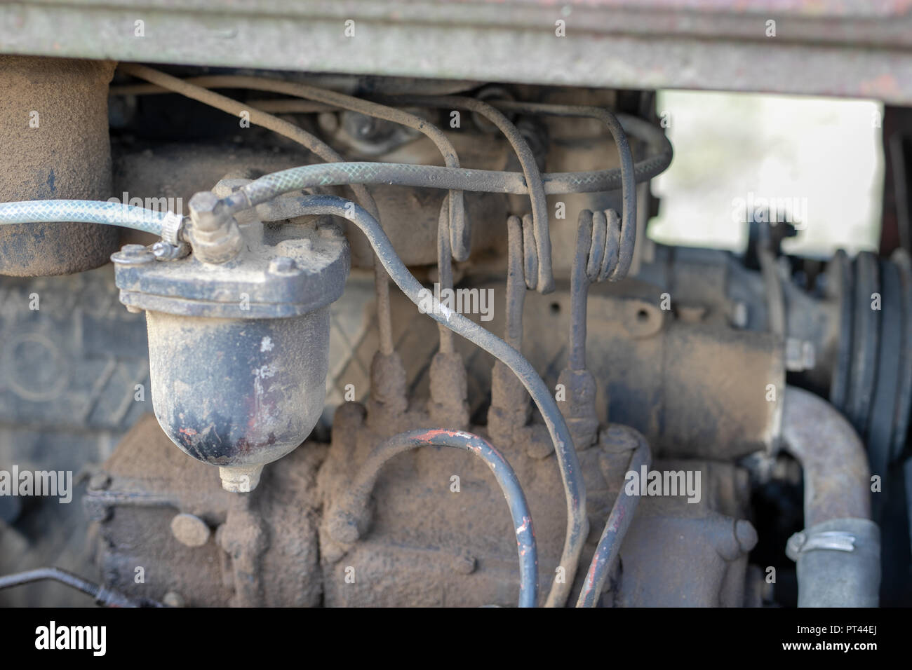 Old diesel engine. The interior of an unused engine. Place - a ...