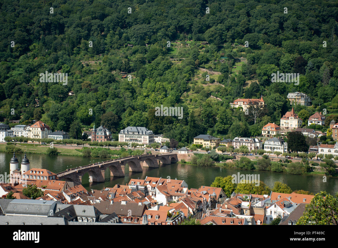 Aerial view landscape and cityscape of Heidelberg altstadt or old town ...
