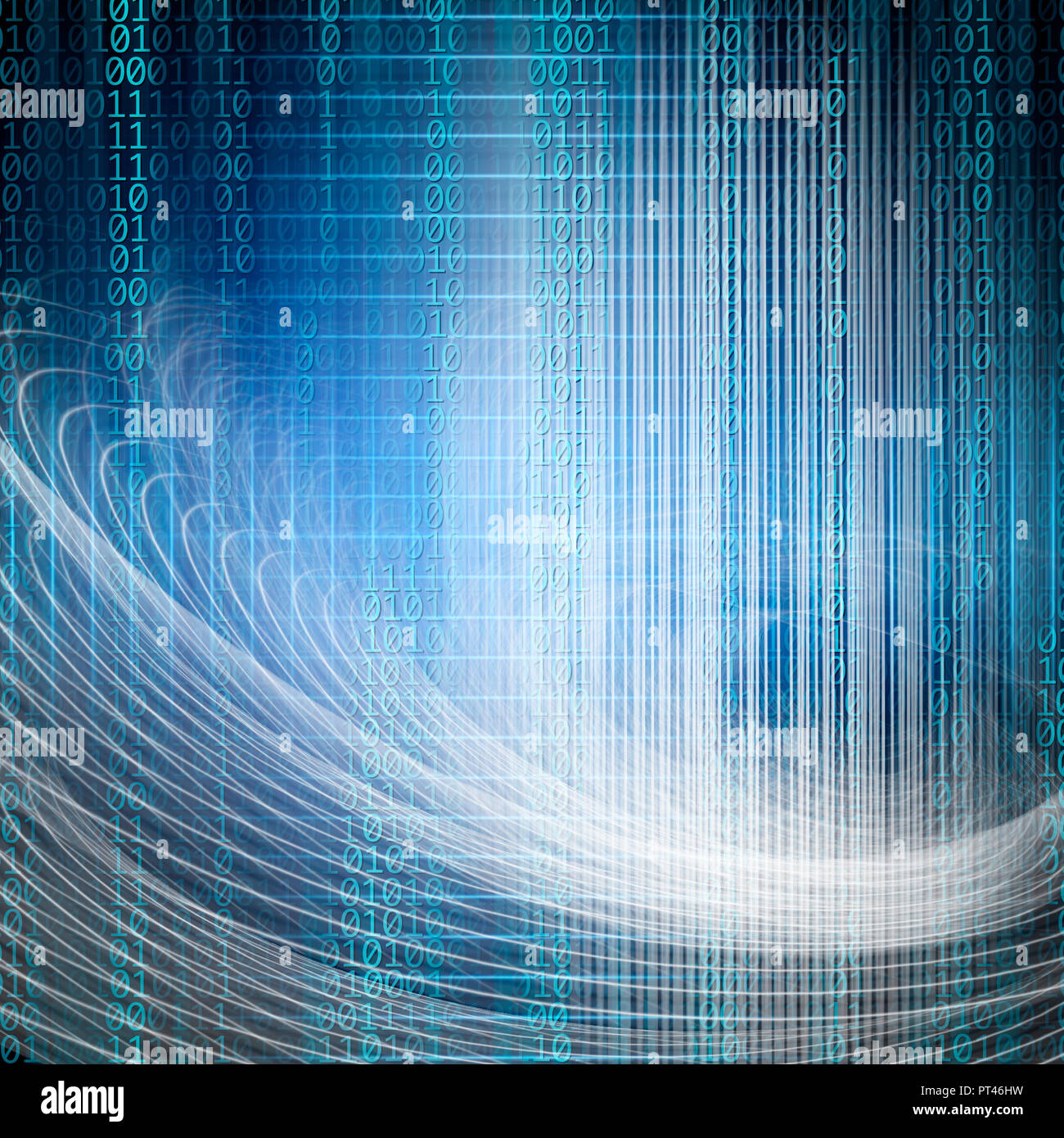 Conceptual Background Image Of Binary Code And Abstract Lights Of