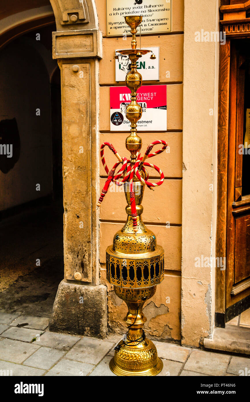Turkish Hookah pipe outside Habibi cafe on Panska Ulica in old ...