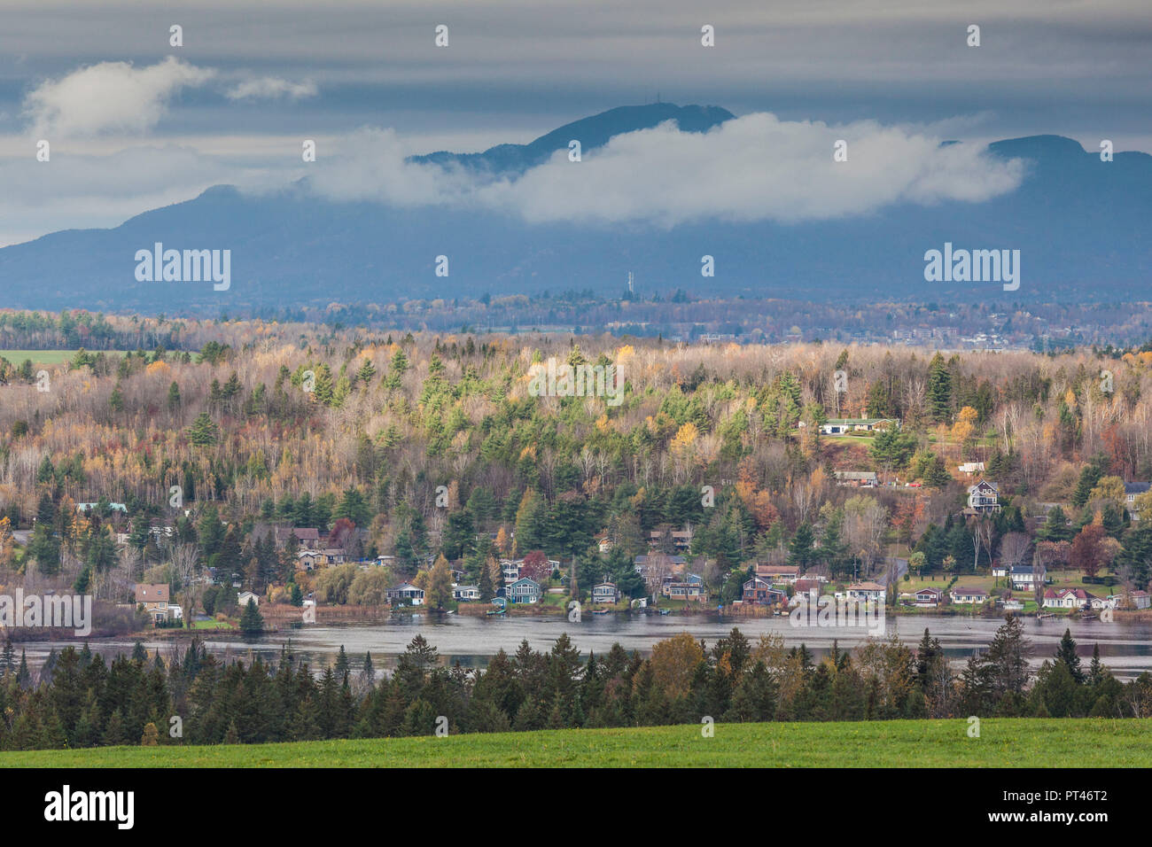 Canada, Quebec, Estrie Region, Magog, elevated view towards Mt. Orford ...