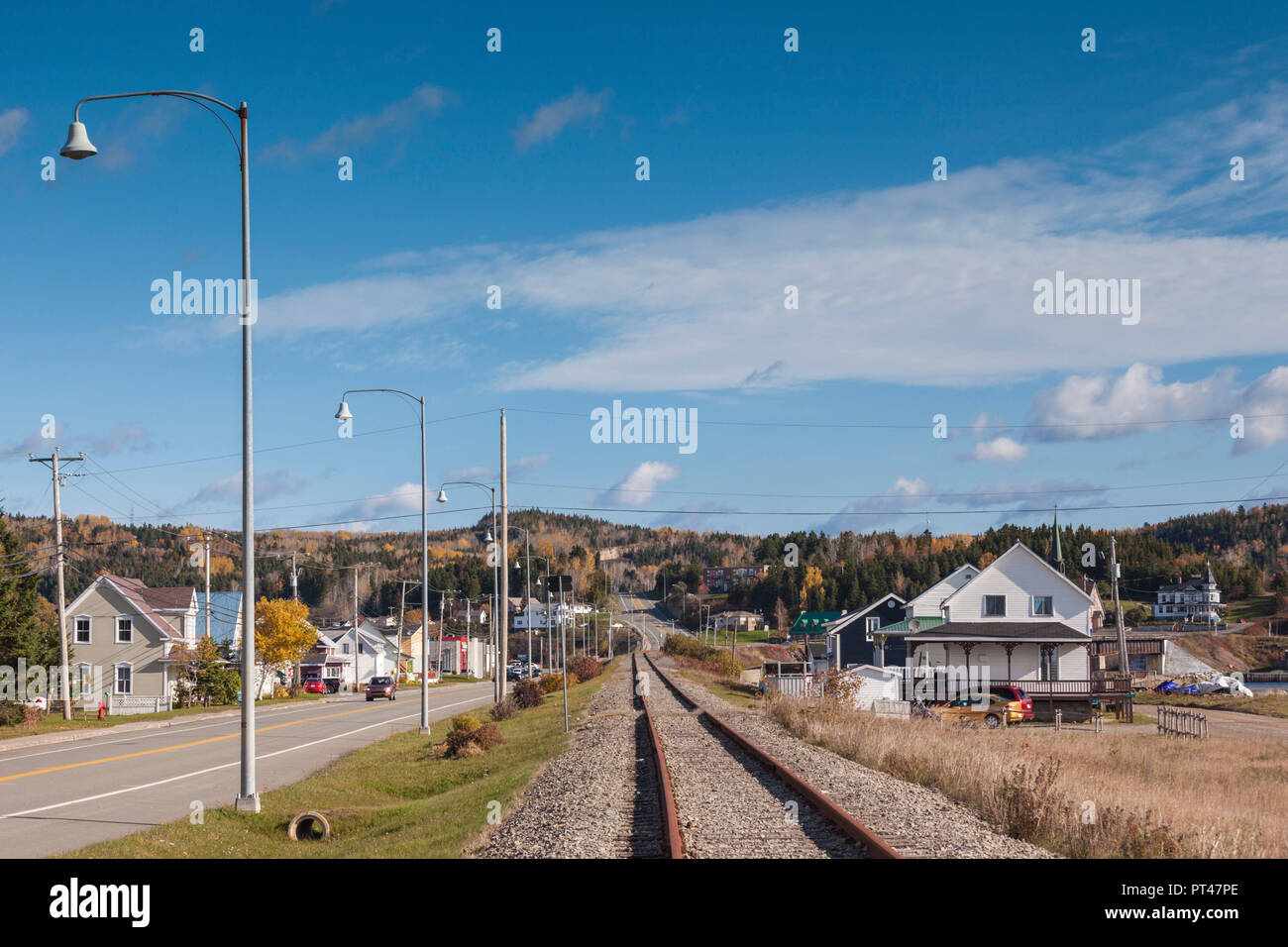 Canada, Quebec, Gaspe Peninsula, Port Daniel, town view, autumn Stock ...