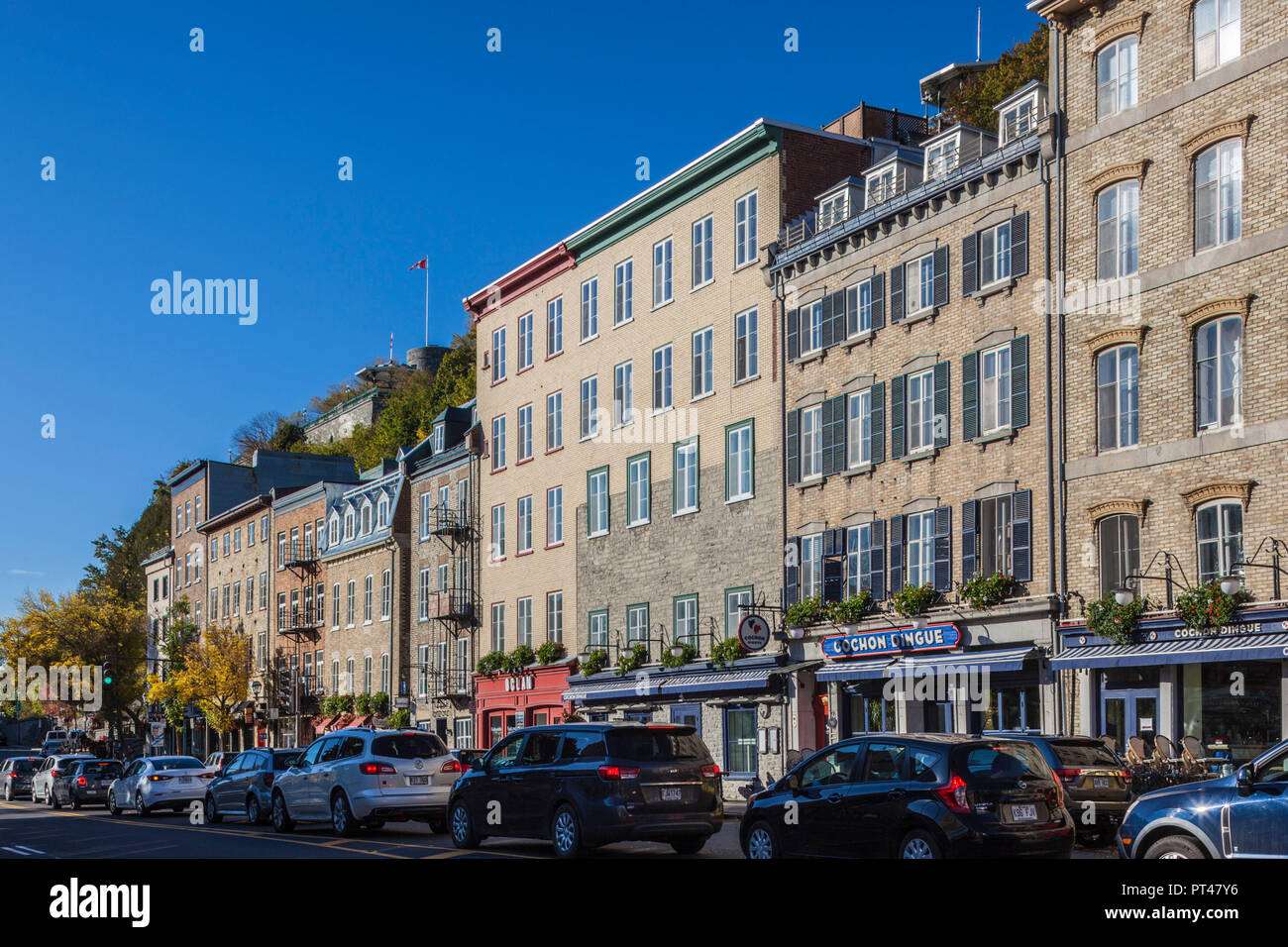 Canada, Quebec, Quebec City, buildings along Boulevard Champlain Stock ...