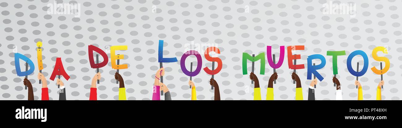 Diverse hands holding letters of the alphabet created the word Dia de ...