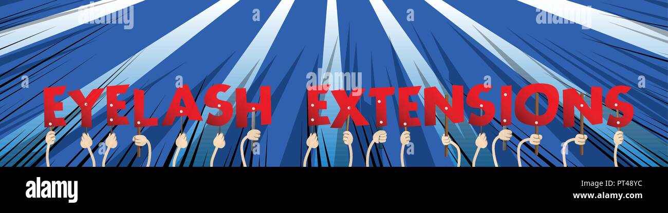 Diverse hands holding letters of the alphabet created the word Eyelash ...