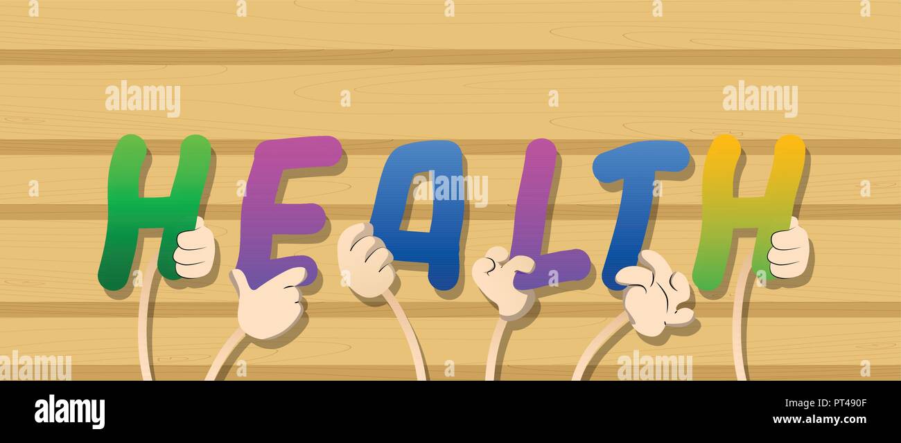 Diverse hands holding letters of the alphabet created the word Health ...