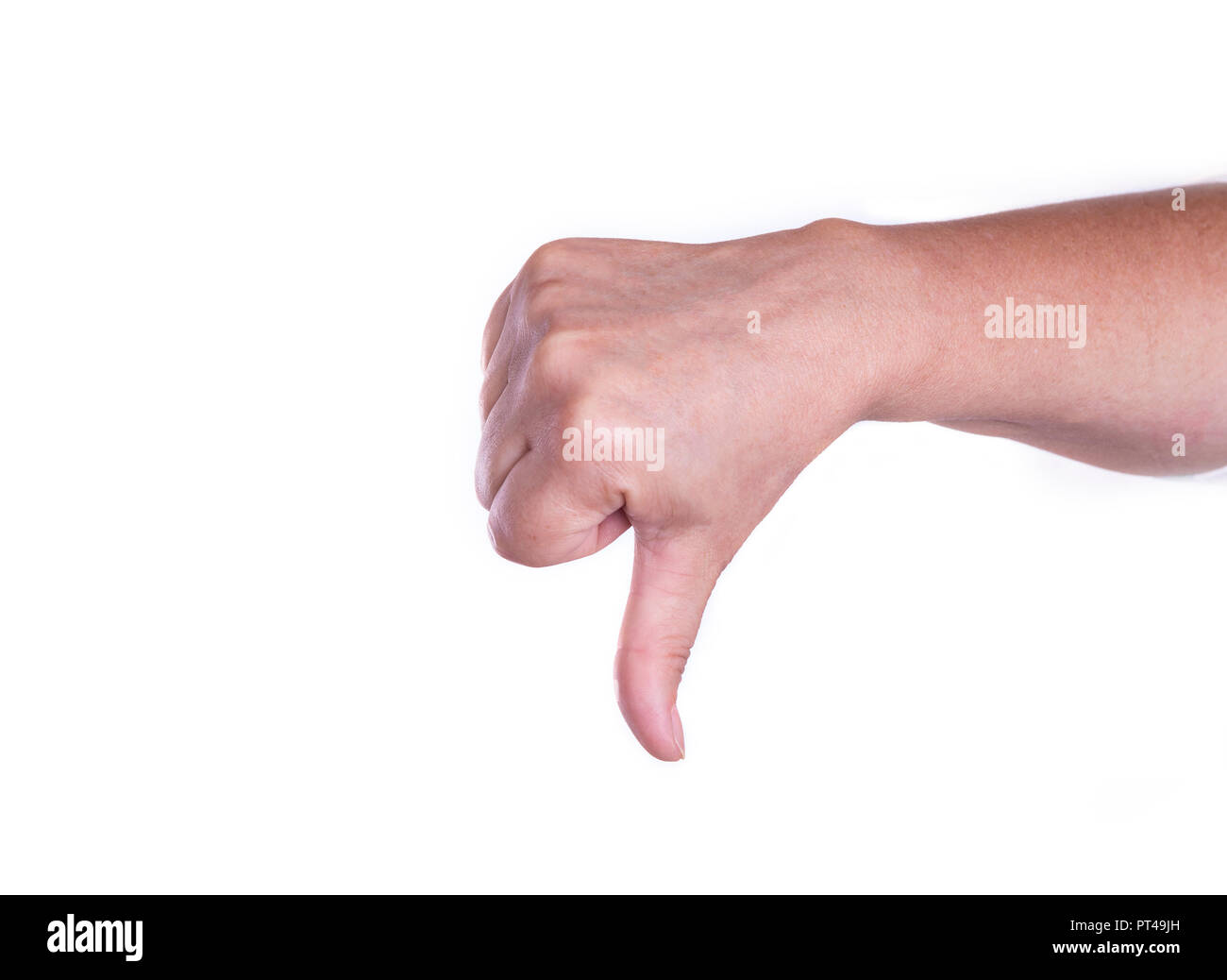 The thumbs down hand sign isolated on white background. Disapproval ...
