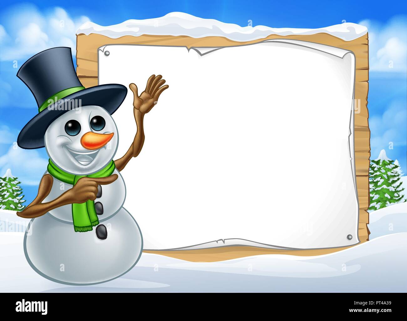 Snowman holding sign frame clipart hi-res stock photography and images ...