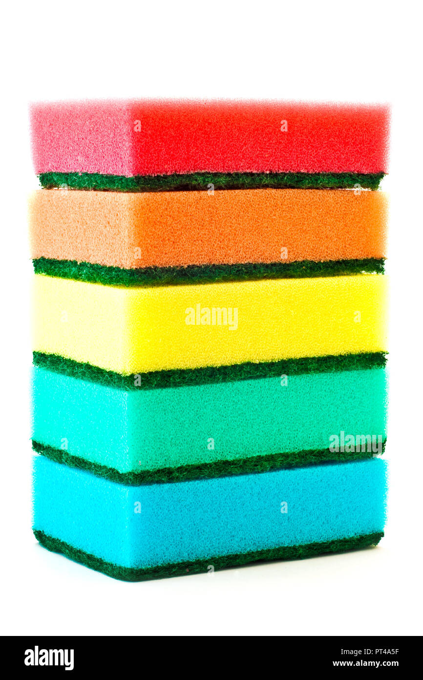 color sponges isolated on a white background Stock Photo - Alamy