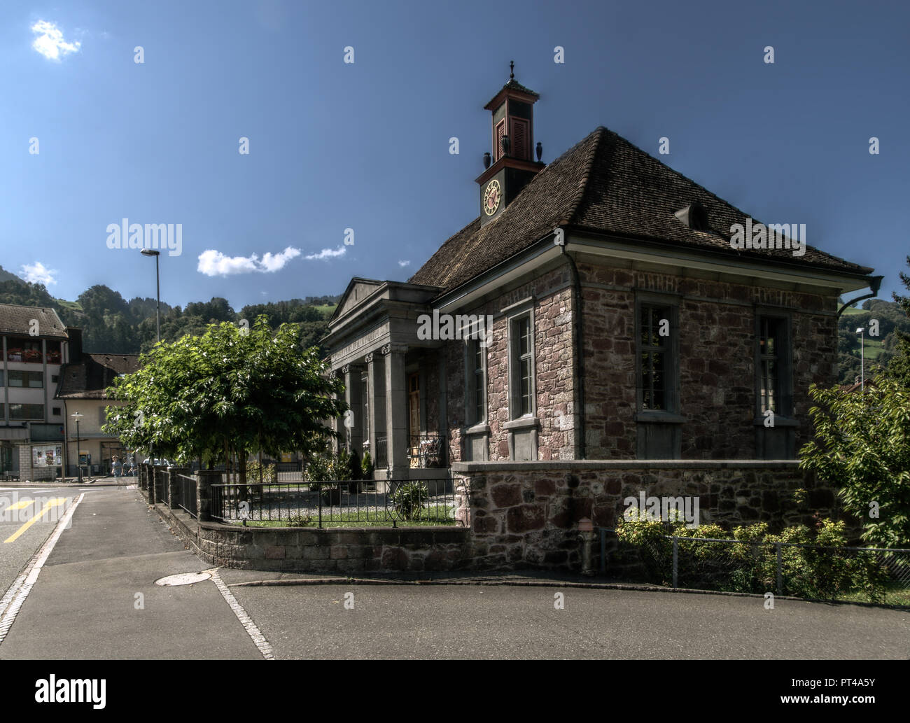 Old town hall in Flums Swiss Alps Stock Photo - Alamy