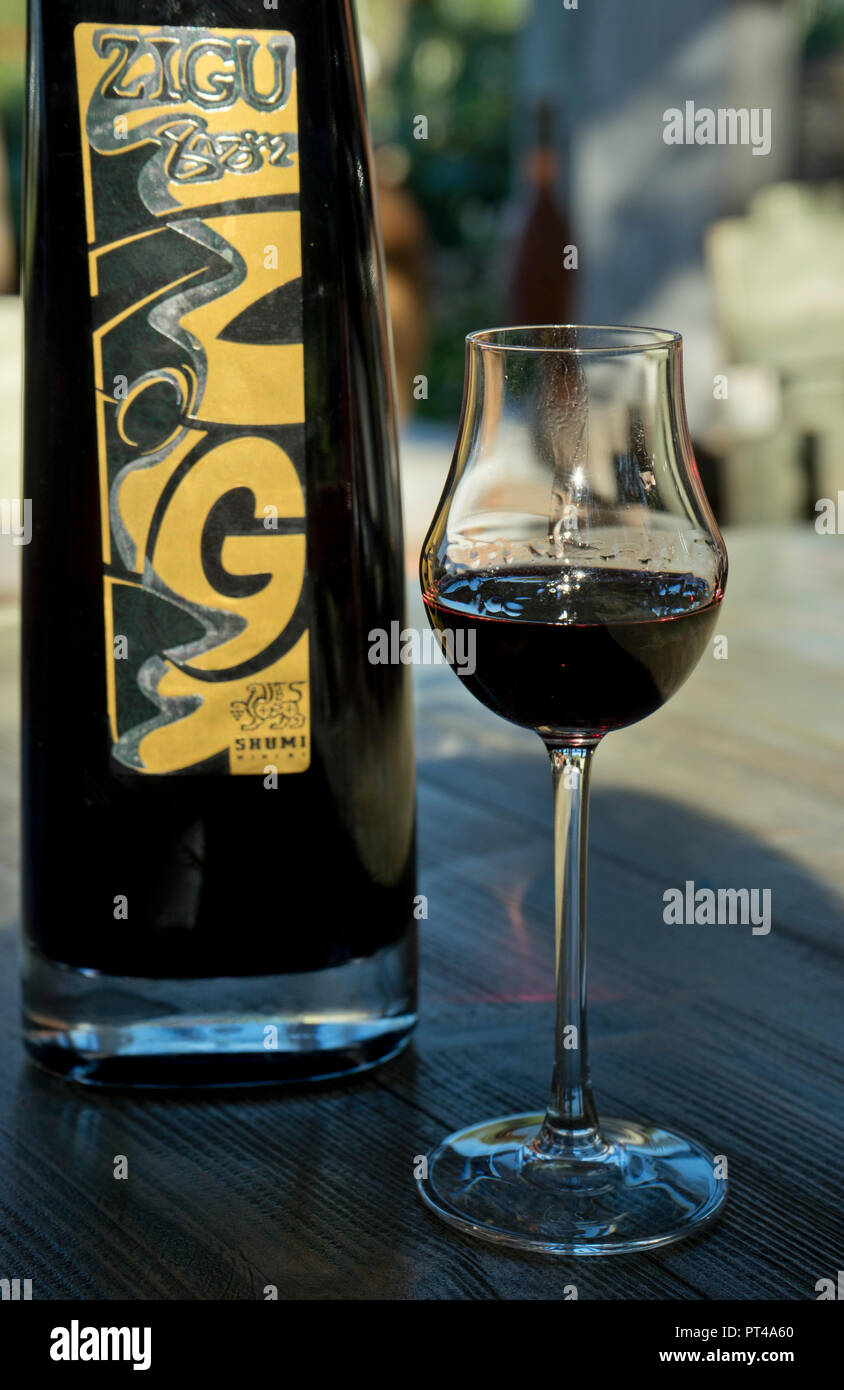 Wine tasting session in the gardens of the renowned Shumi winery in the ...