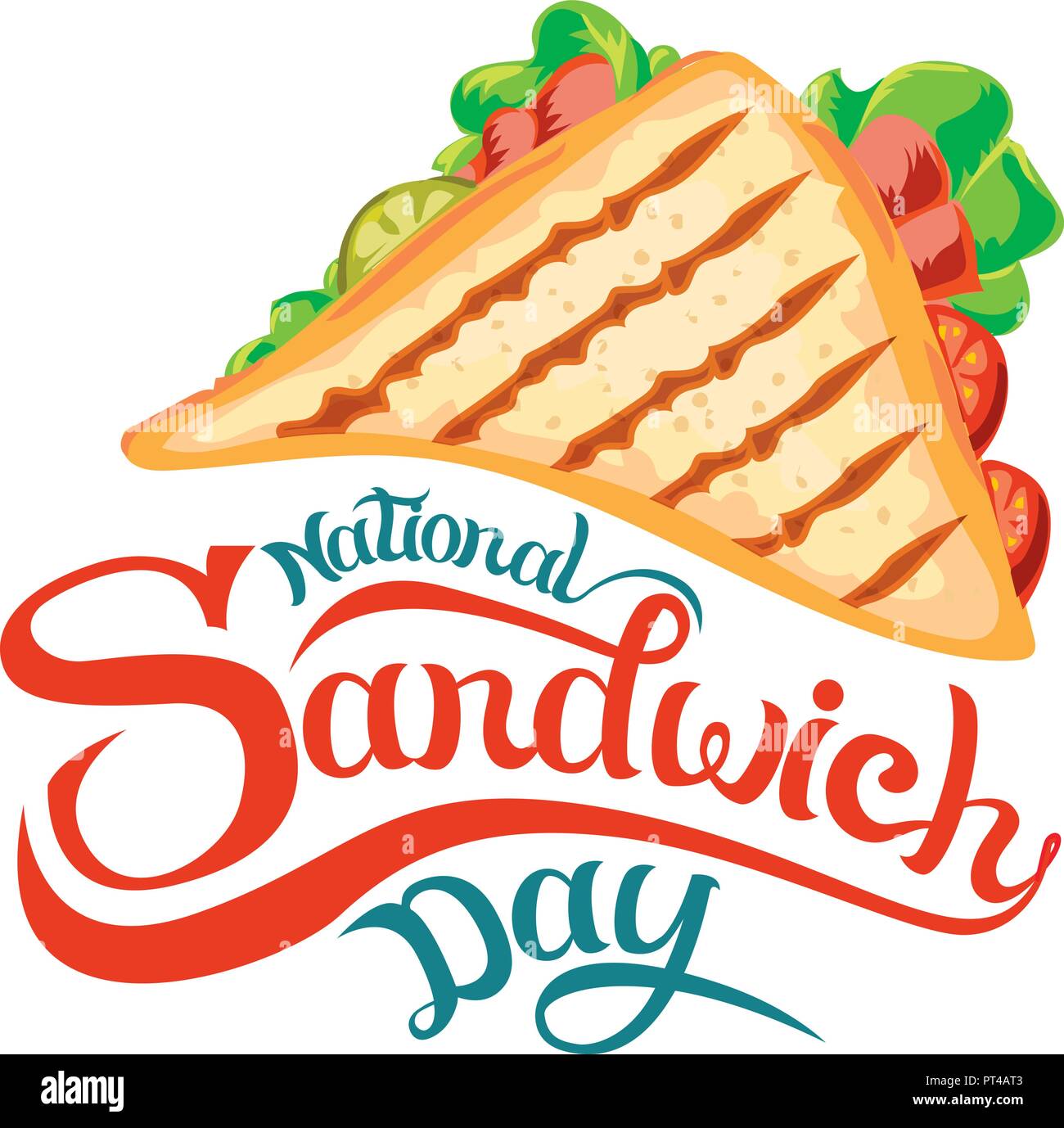 National Sandwich Day. Vector illustration, beautiful lettering Stock ...