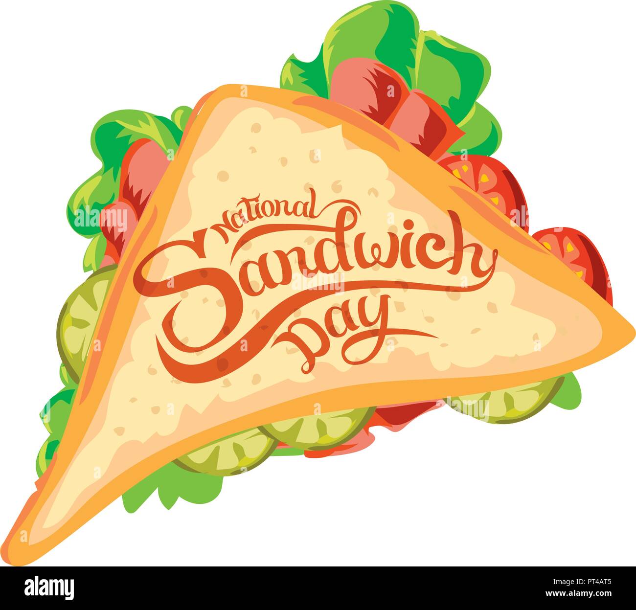 Happy Sandwich Day. Vector illustration. Hot sandwich Stock Vector ...