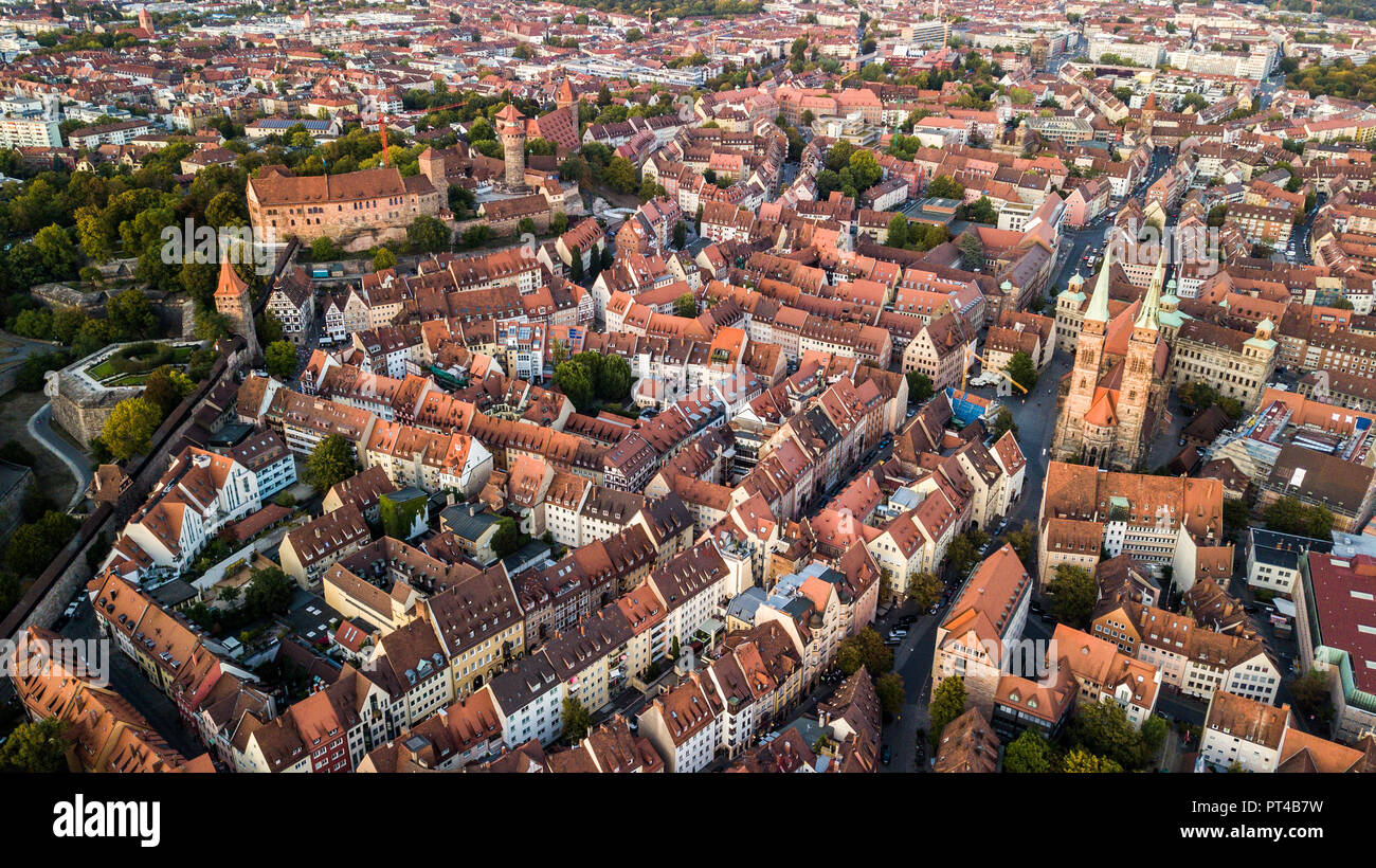 Aerial view of the Altstadt, old town, Nuremberg, Germany Stock Photo ...