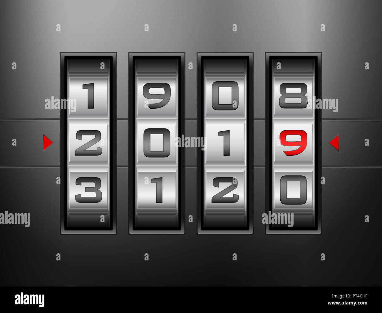 Metallic combination lock New Year 2019. Vector illustration Stock ...