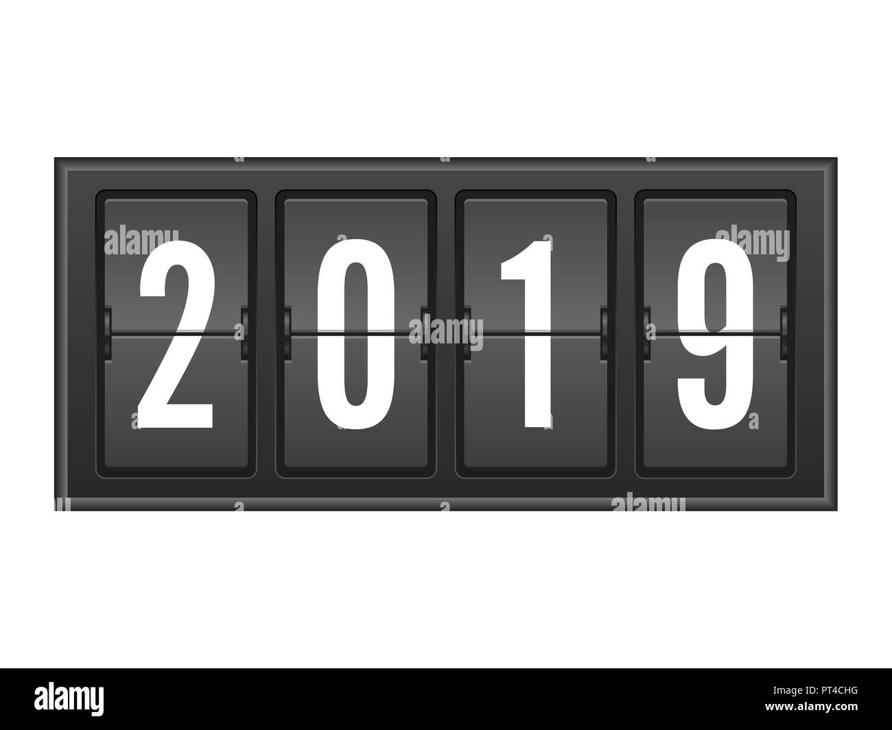 Flip clock new 2019 on a white background Stock Photo - Alamy