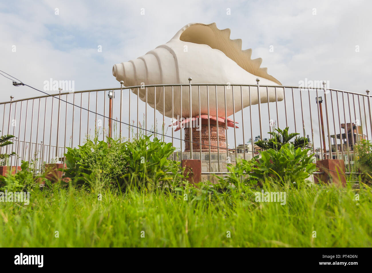 The biggest conch shell placed at the park of Kathmandu Nepal.The ...