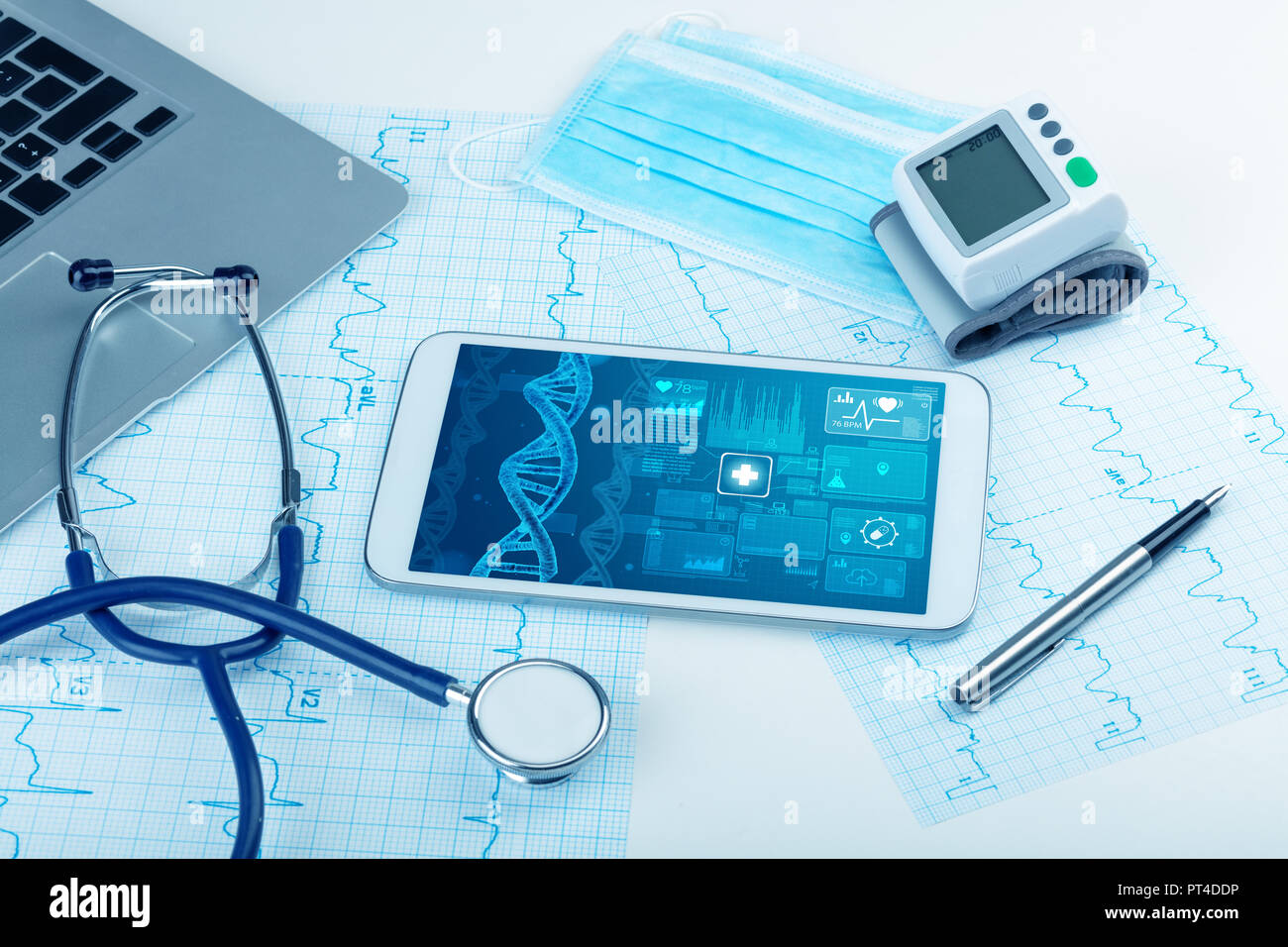 Genetic test and biotechnology concept with medical technology devices ...